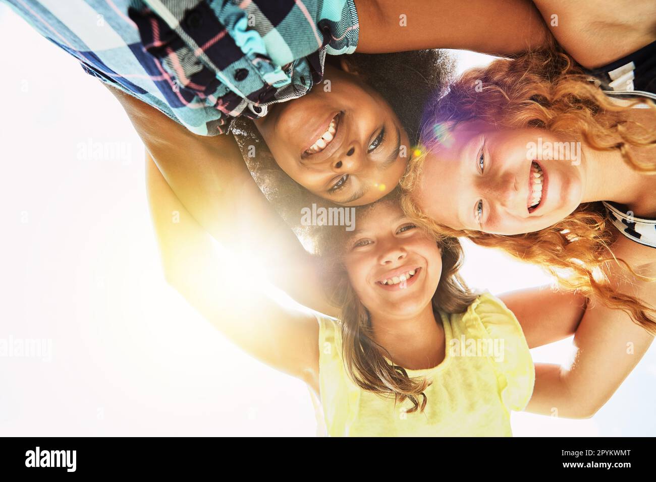 Us girls gotta stick together. Portrait of a group of diverse and happy ...