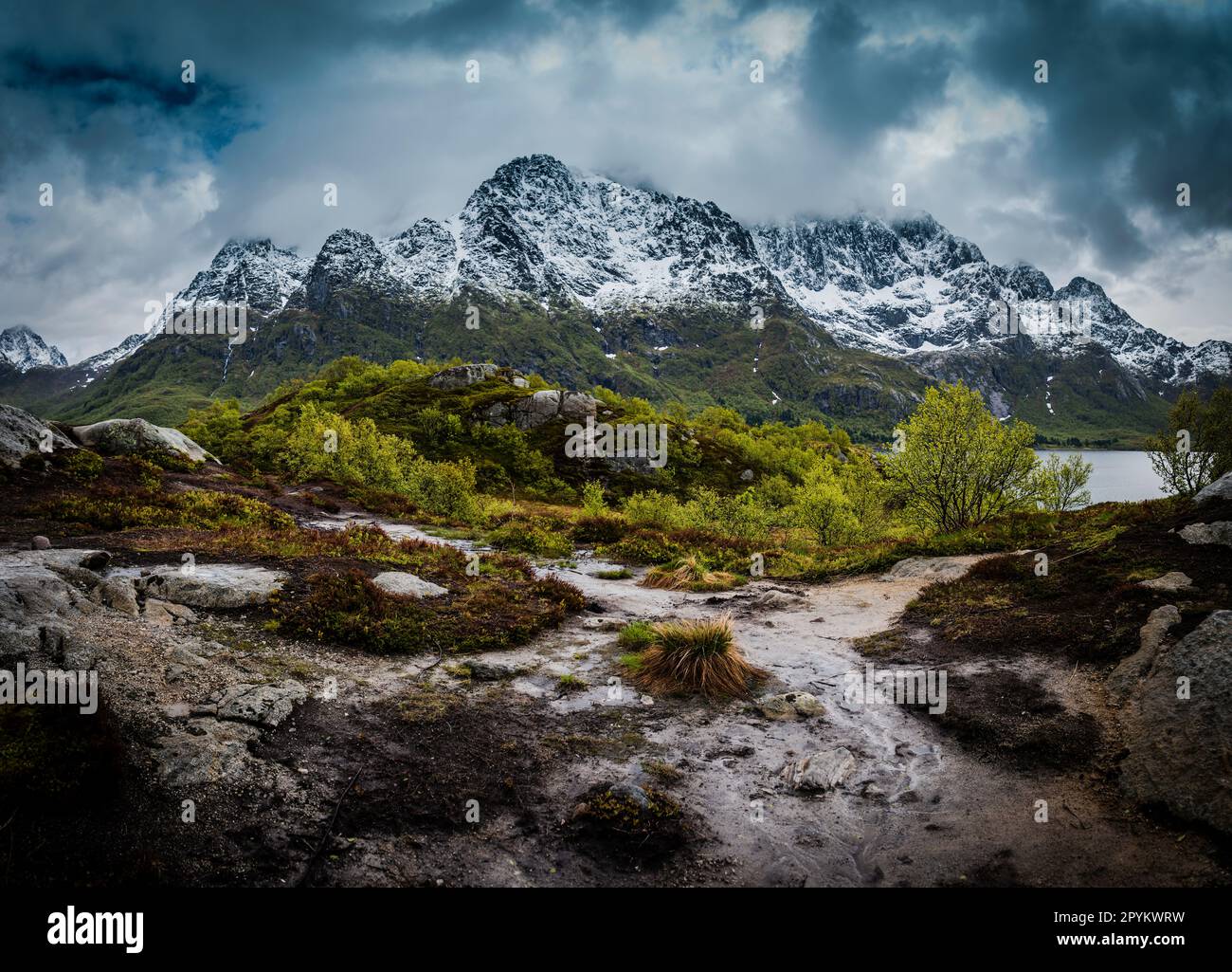 Spring snow in the Lofoten Islands, Norway Stock Photo - Alamy