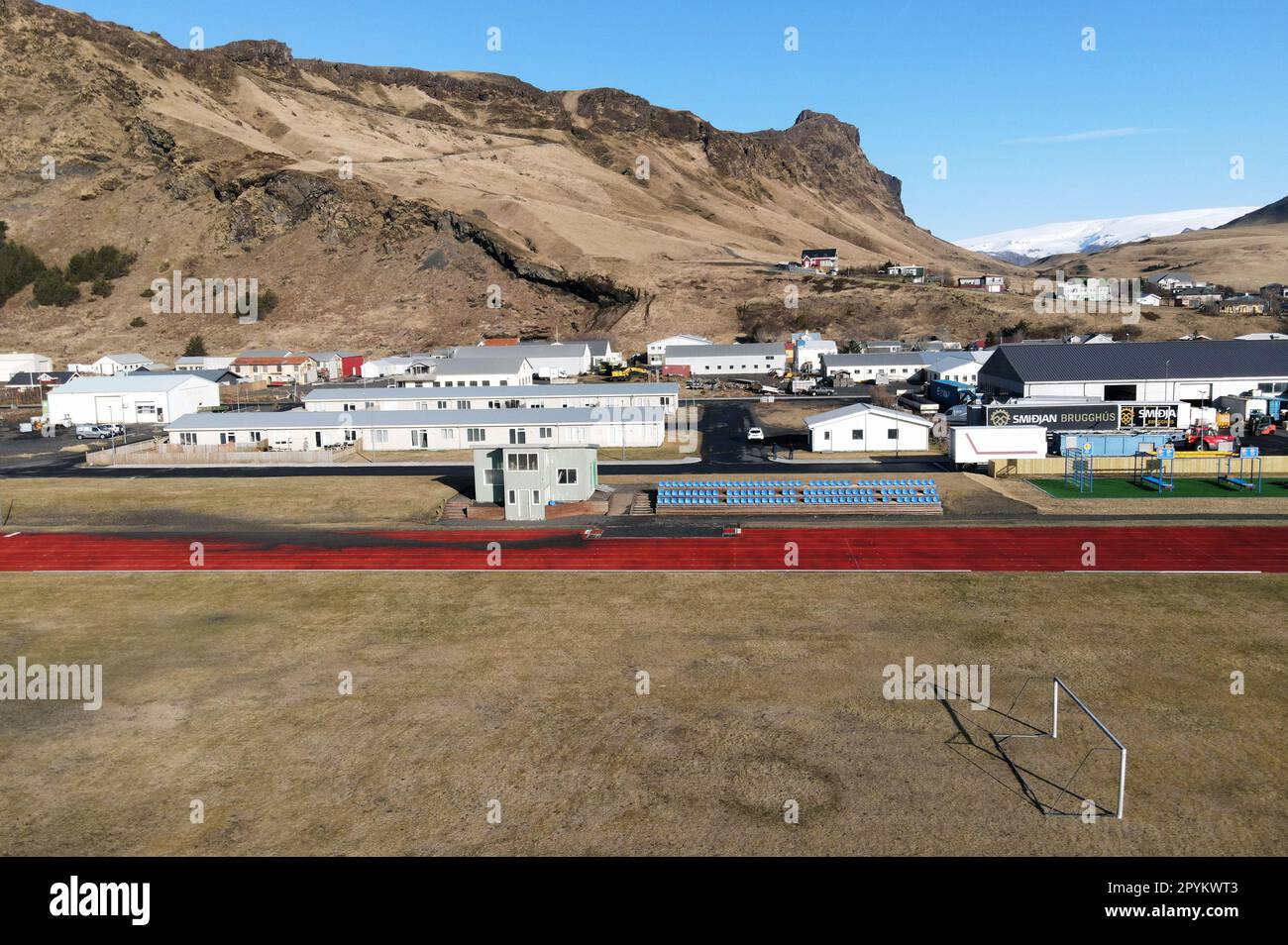 Sports field in Vik on the south coast of Iceland Stock Photo - Alamy