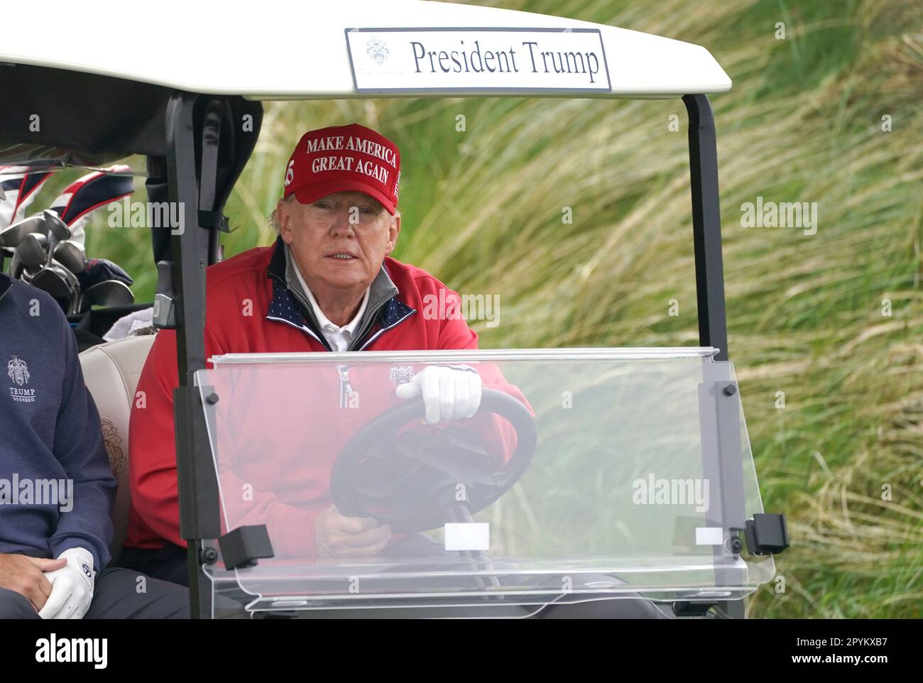 Former US president Donald Trump playing golf at Trump International ...