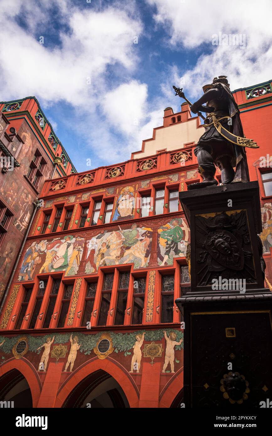 Courtyard of the City Hall or the Rathaus at the Basel at the Market ...
