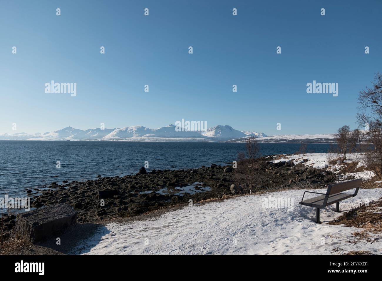 Tromso southern beach also known as Telegrafbukta seen here in winter ...