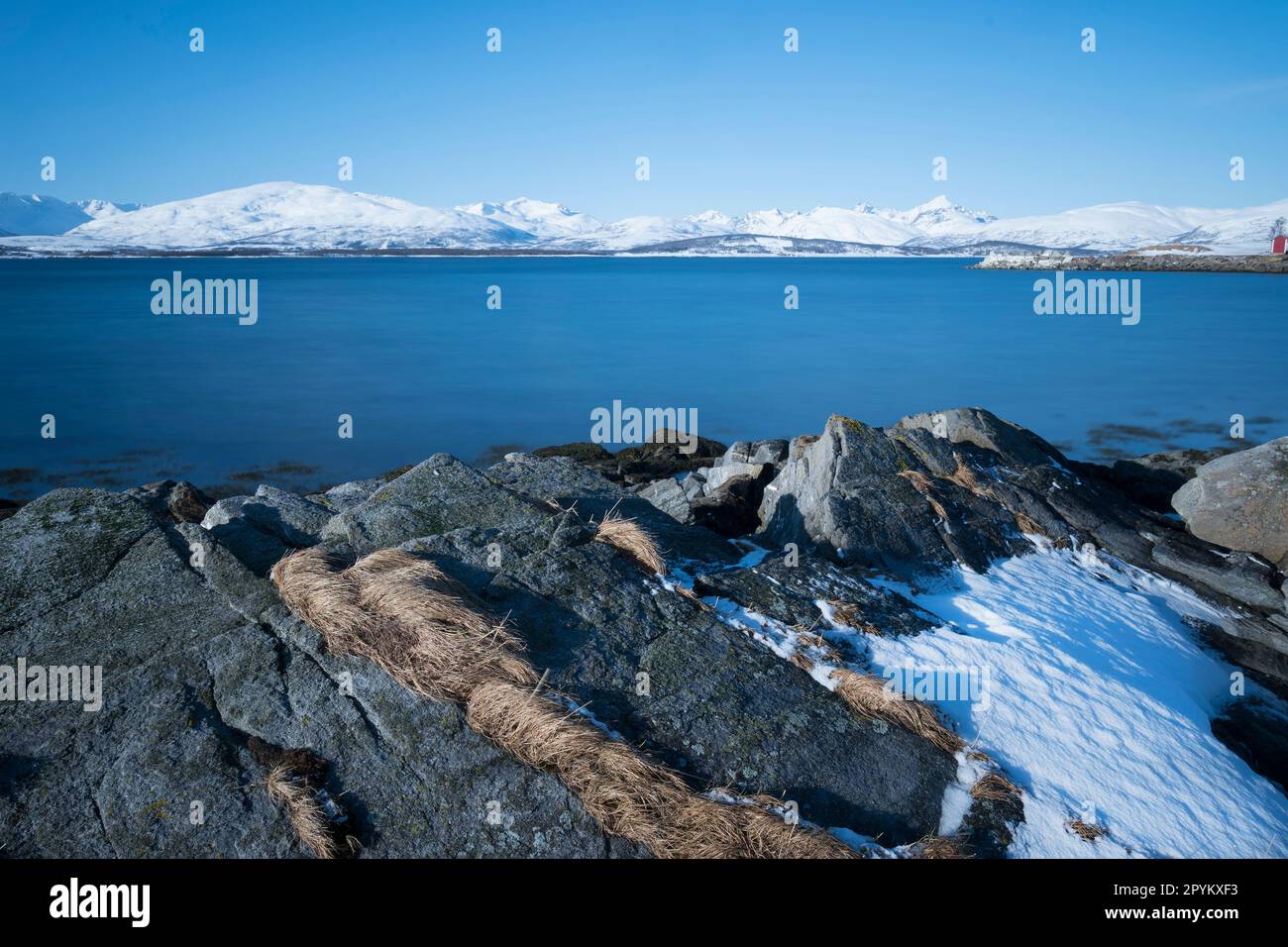 Tromso southern beach also known as Telegrafbukta seen here in winter ...