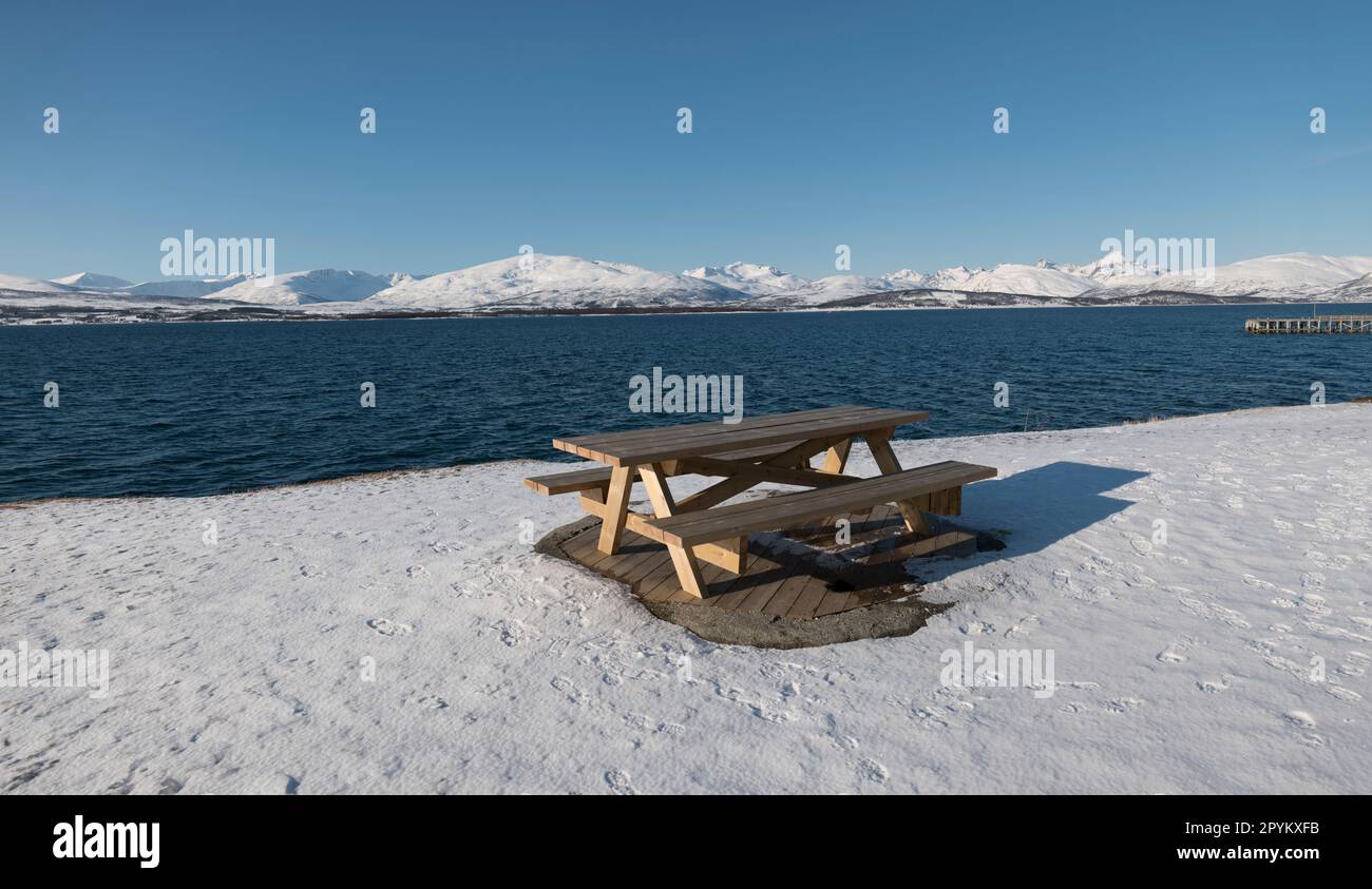 Tromso southern beach also known as Telegrafbukta seen here in winter ...