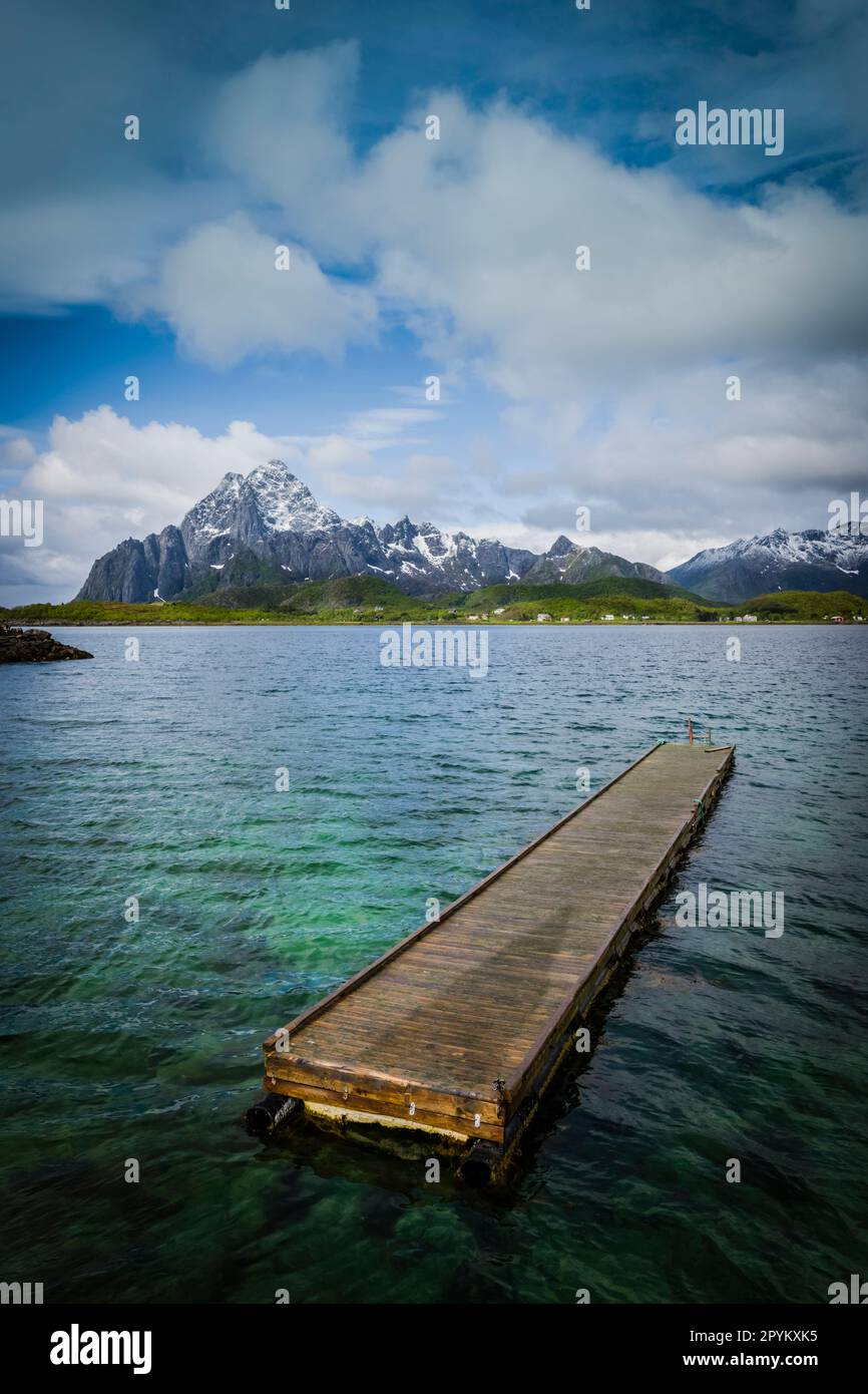 Floating pontoon for small fishing boats, Lofoten Islands, Norway Stock ...