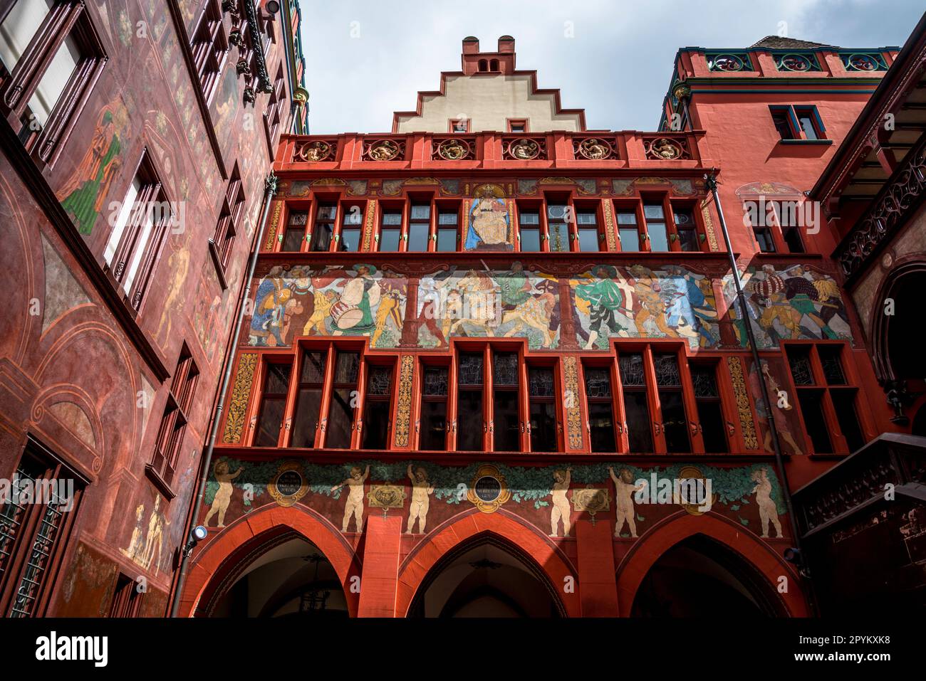 Courtyard of the City Hall or the Rathaus at the Basel at the Market ...