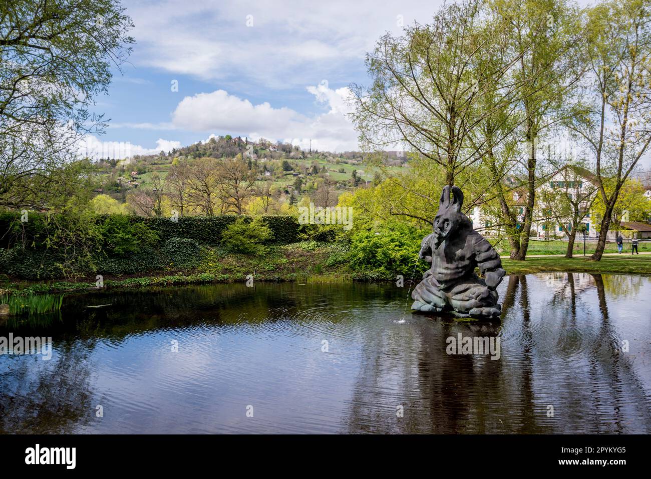 Hare sculpture in a pond by Thomas Schütte, 2013, Beyeler Foundation or ...