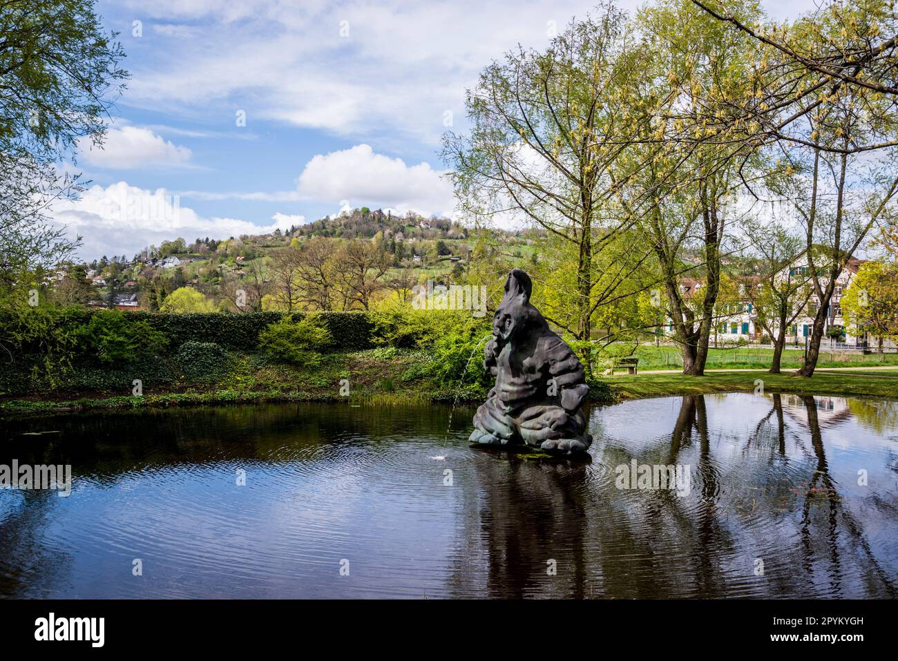 Hare sculpture in a pond by Thomas Schütte, 2013, Beyeler Foundation or ...