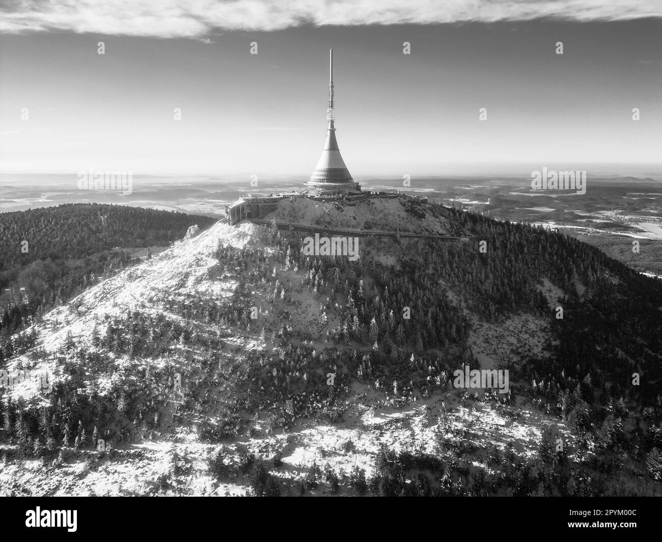 Aerial top view winter panoramic Black and White Stock Photos & Images ...