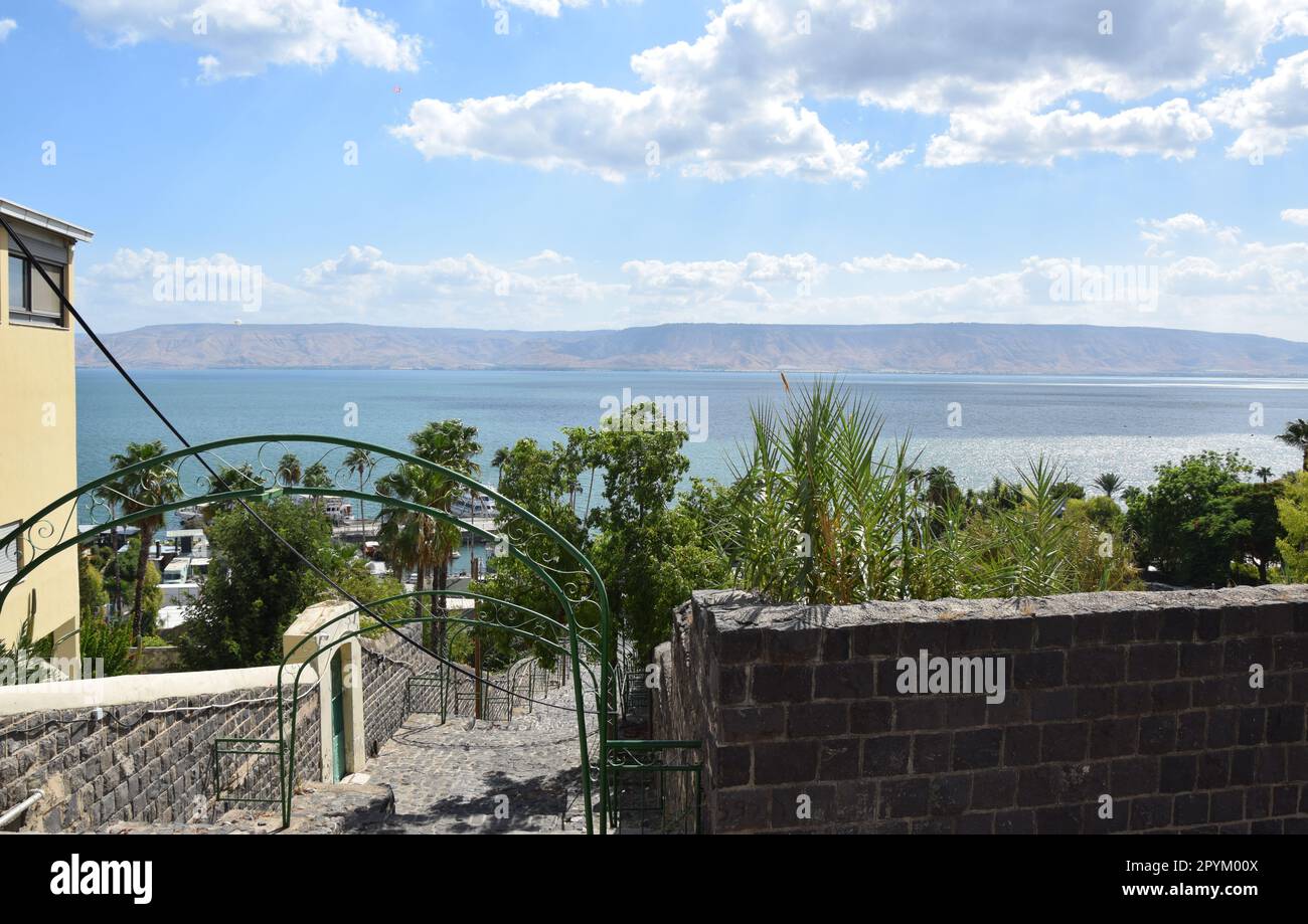 View on the Sea of Galilee from Villa Alliance near Lido Beach in ...
