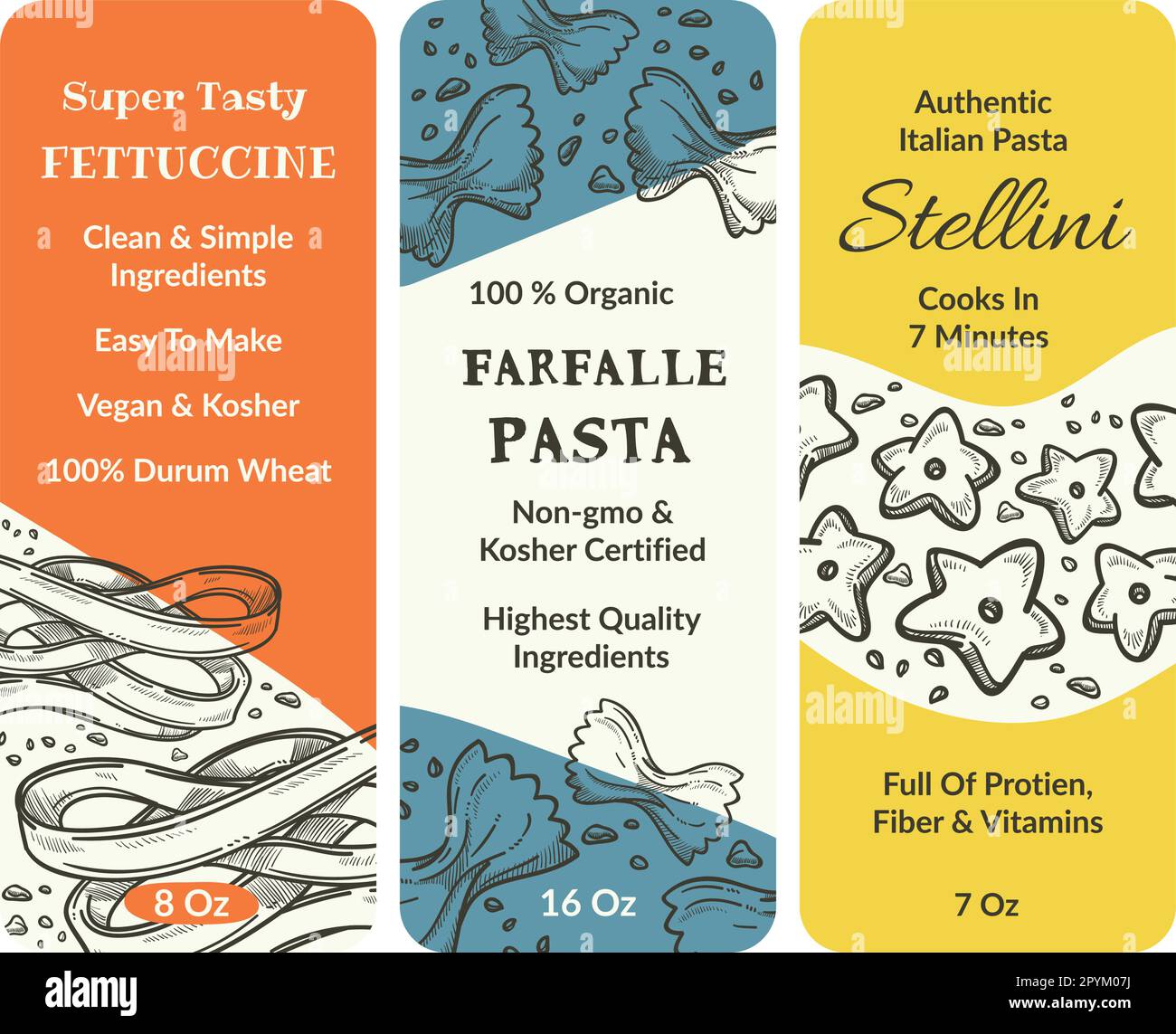 Raw uncooked homemade pasta Stock Vector Images - Alamy