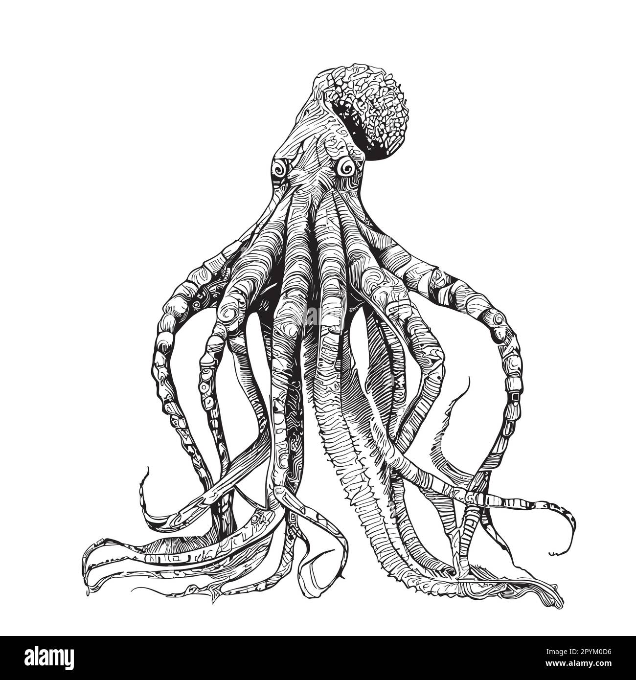 Octopus hand drawn sketch in doodle style illustration Stock Vector ...