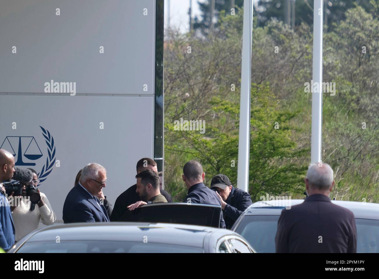 Ukrainian President Volodymyr Zelenskyy steps out of a car as he ...