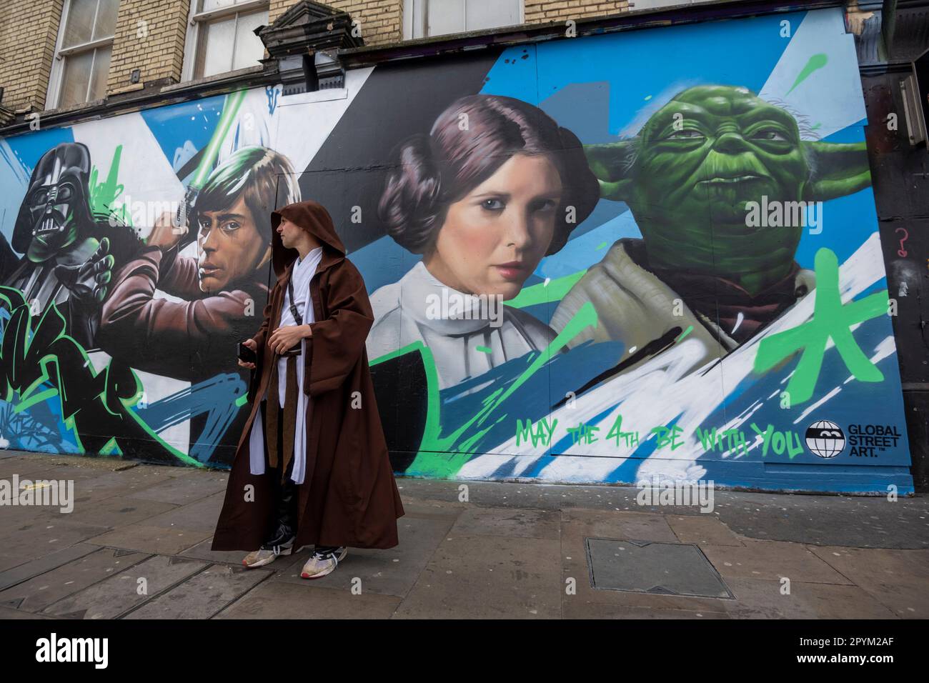 London, UK. 4 May 2023. Lee Bofkin, CEO, Global Street Art, in a Jedi ...