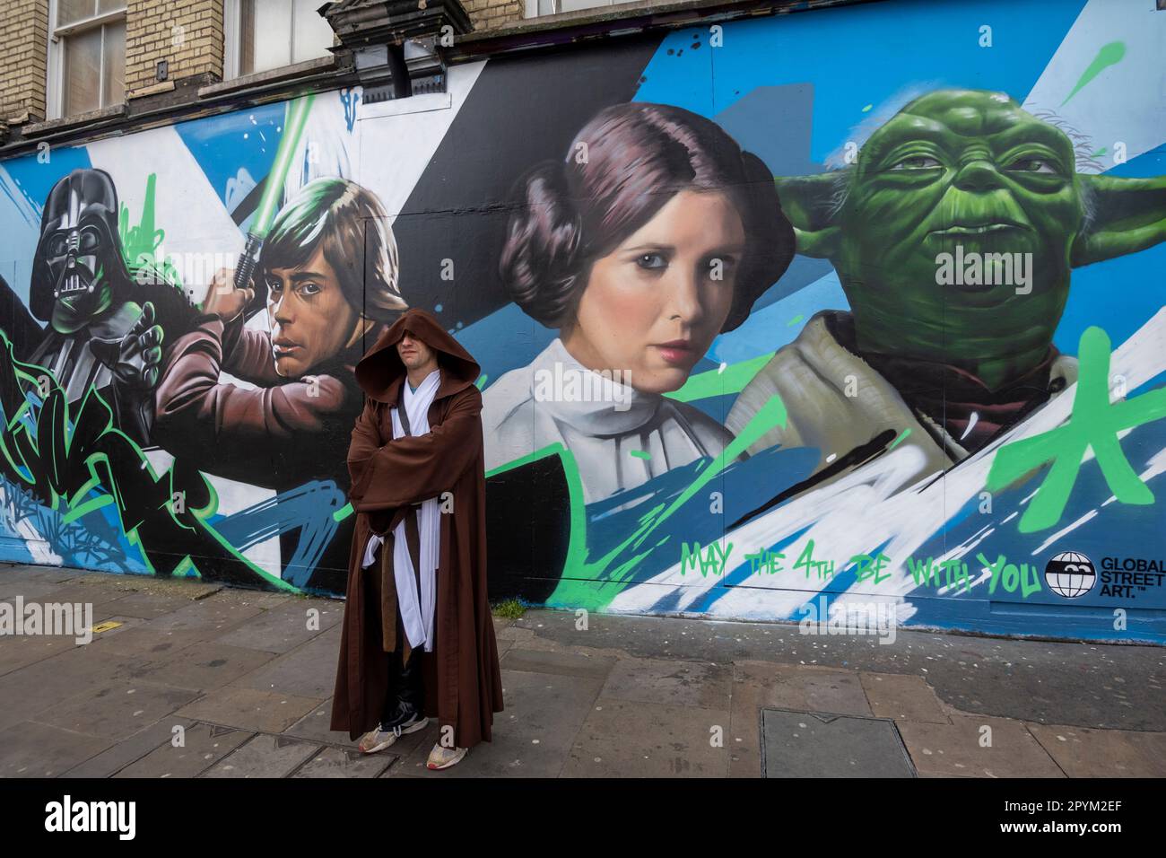 London, UK. 4 May 2023. Lee Bofkin, CEO, Global Street Art, in a Jedi ...