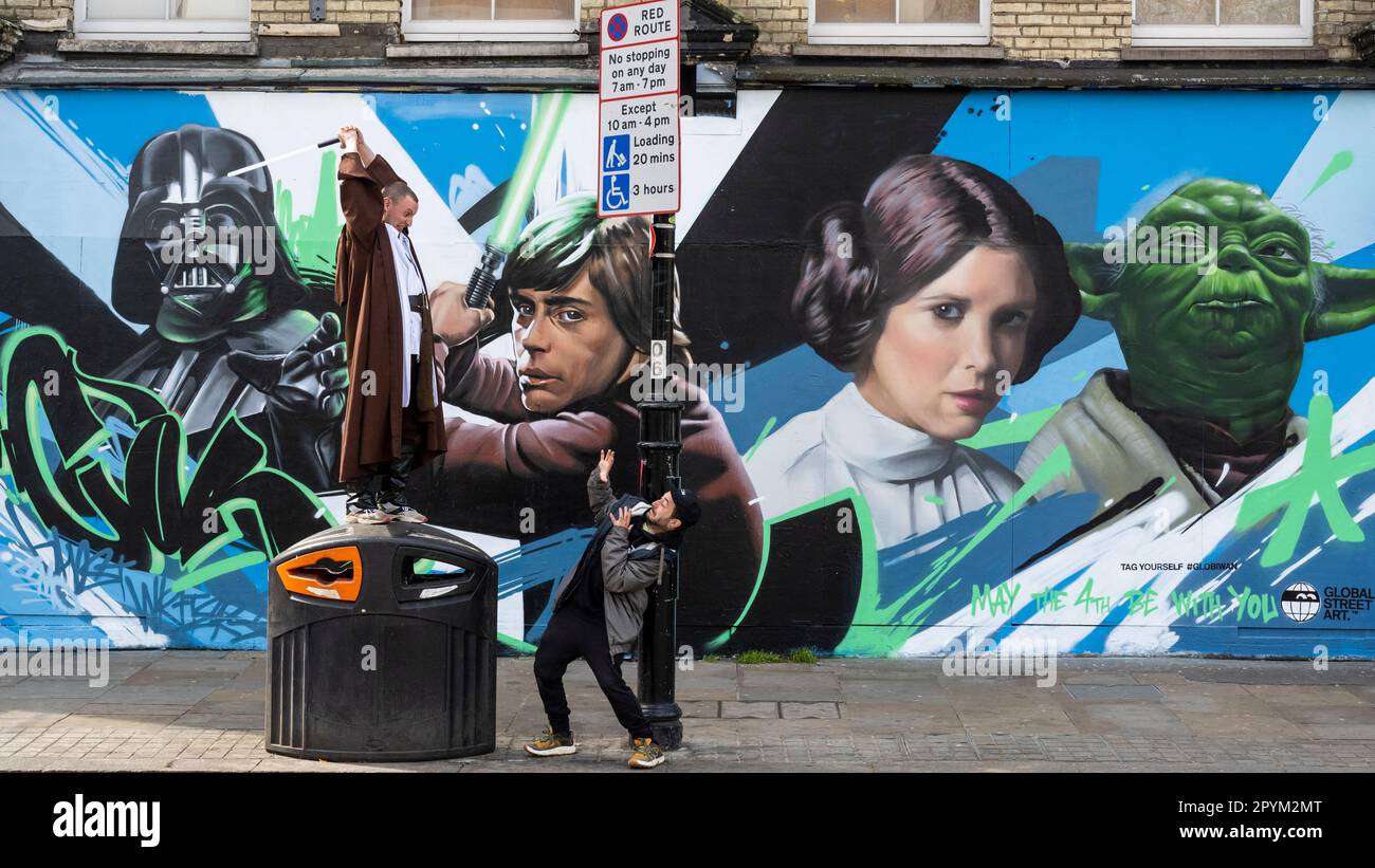 London, UK. 4 May 2023. Lee Bofkin, CEO, Global Street Art, in a Jedi ...
