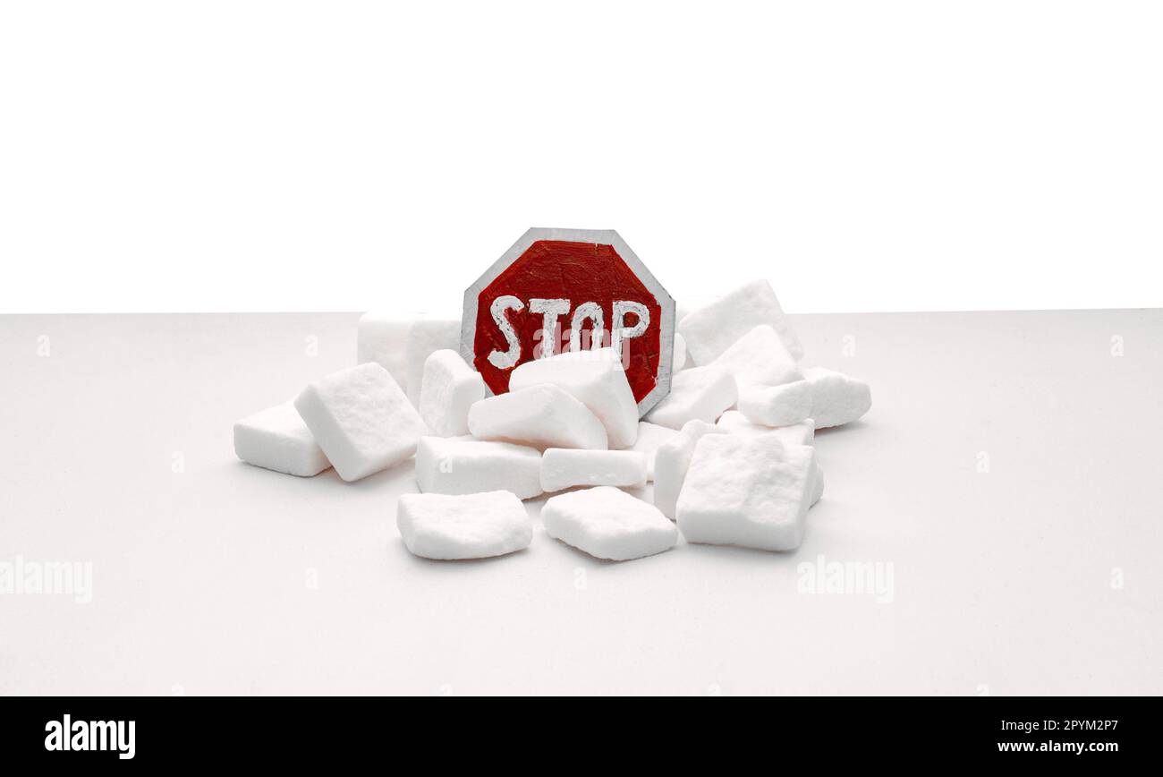 A sugar and STOP traffic sign, isolated on white background Stock Photo ...