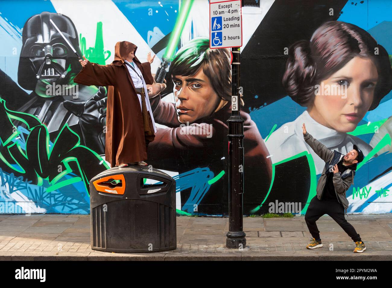 London, UK. 4 May 2023. Lee Bofkin, CEO, Global Street Art, in a Jedi ...