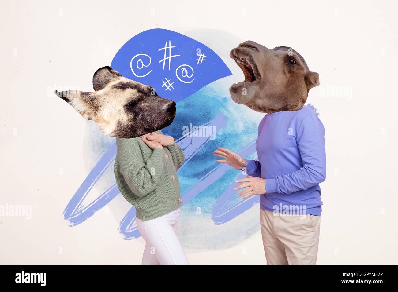 Creative photo collage of stressed bossy camel speech swearing angry ...