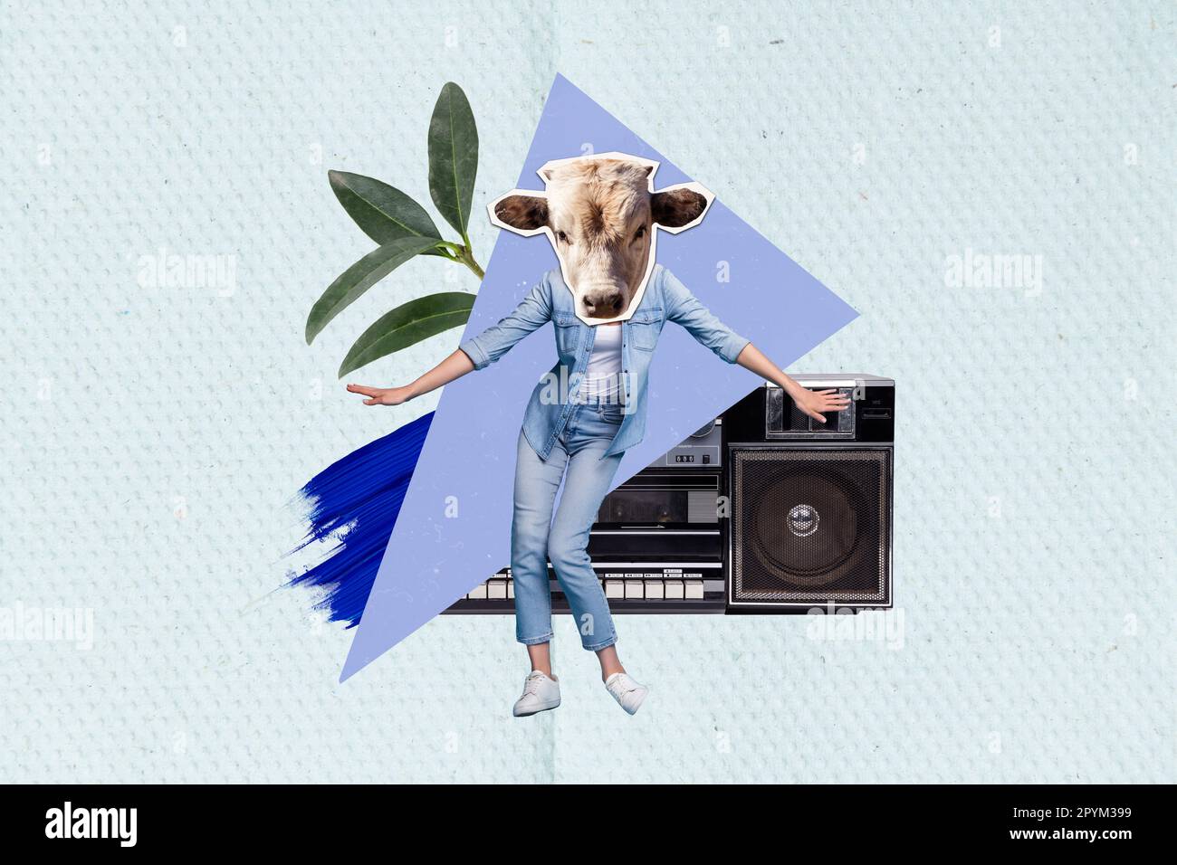 Photo placard party invitation promo masquerade cow mask girl dancing ...