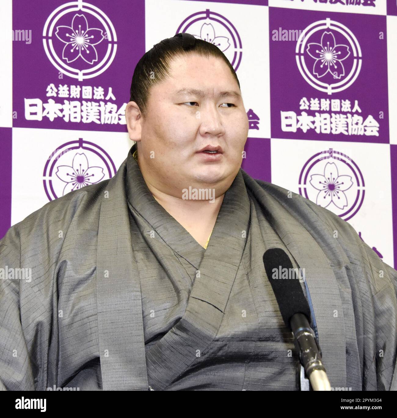 Former sekiwake Ichinojo attends a press conference at the Ryogoku ...