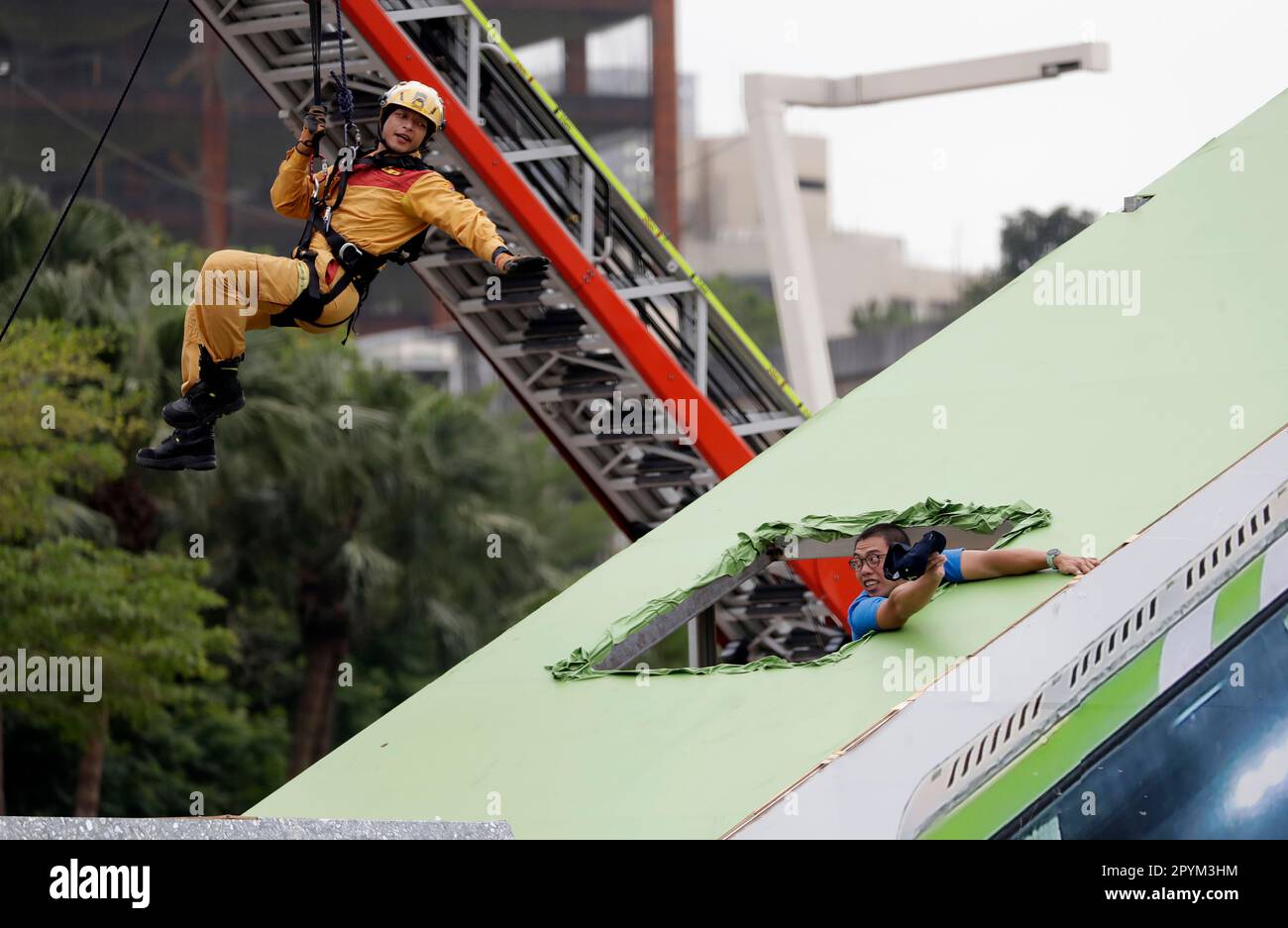 People practice rescue operation in a major traffic accident scene ...