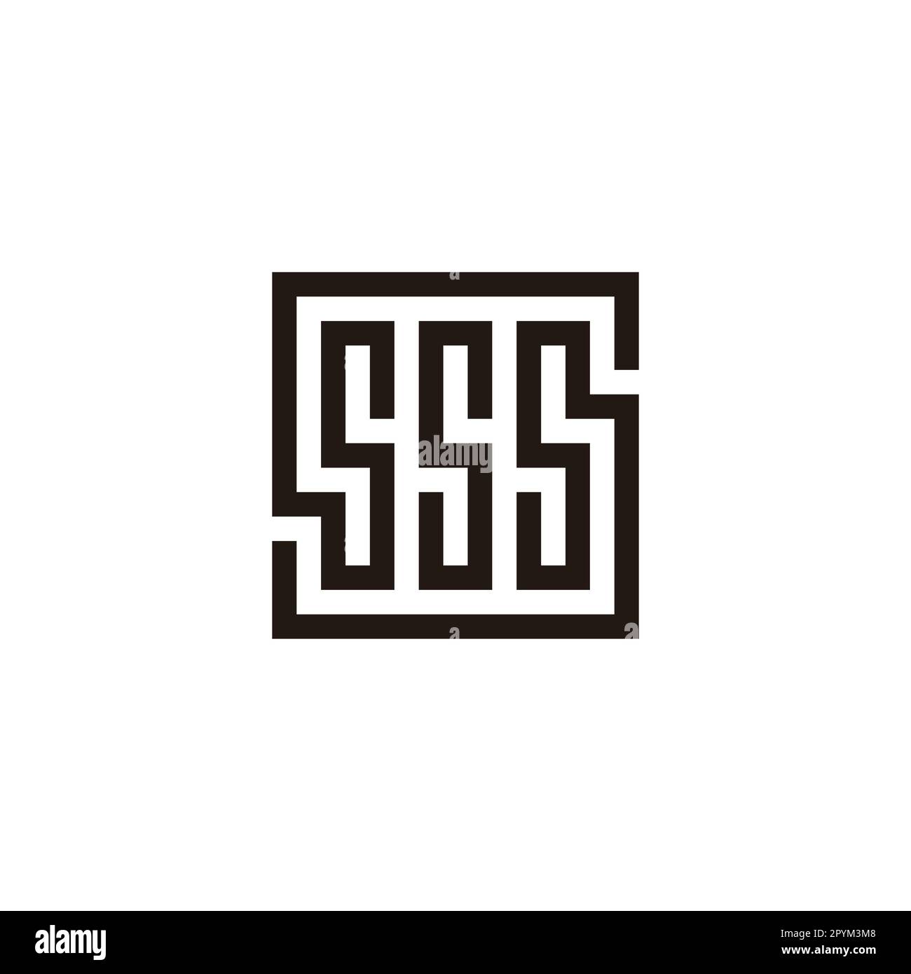 Letter SSS in square, rounded geometric symbol simple logo vector Stock ...