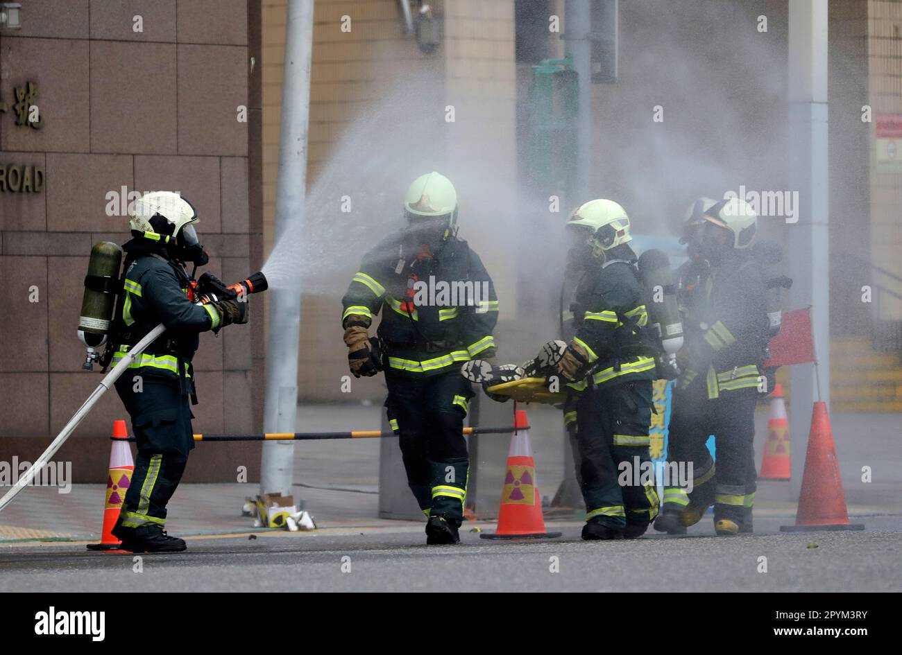 People exercise rescue operation simulating a nuclear accident during a ...