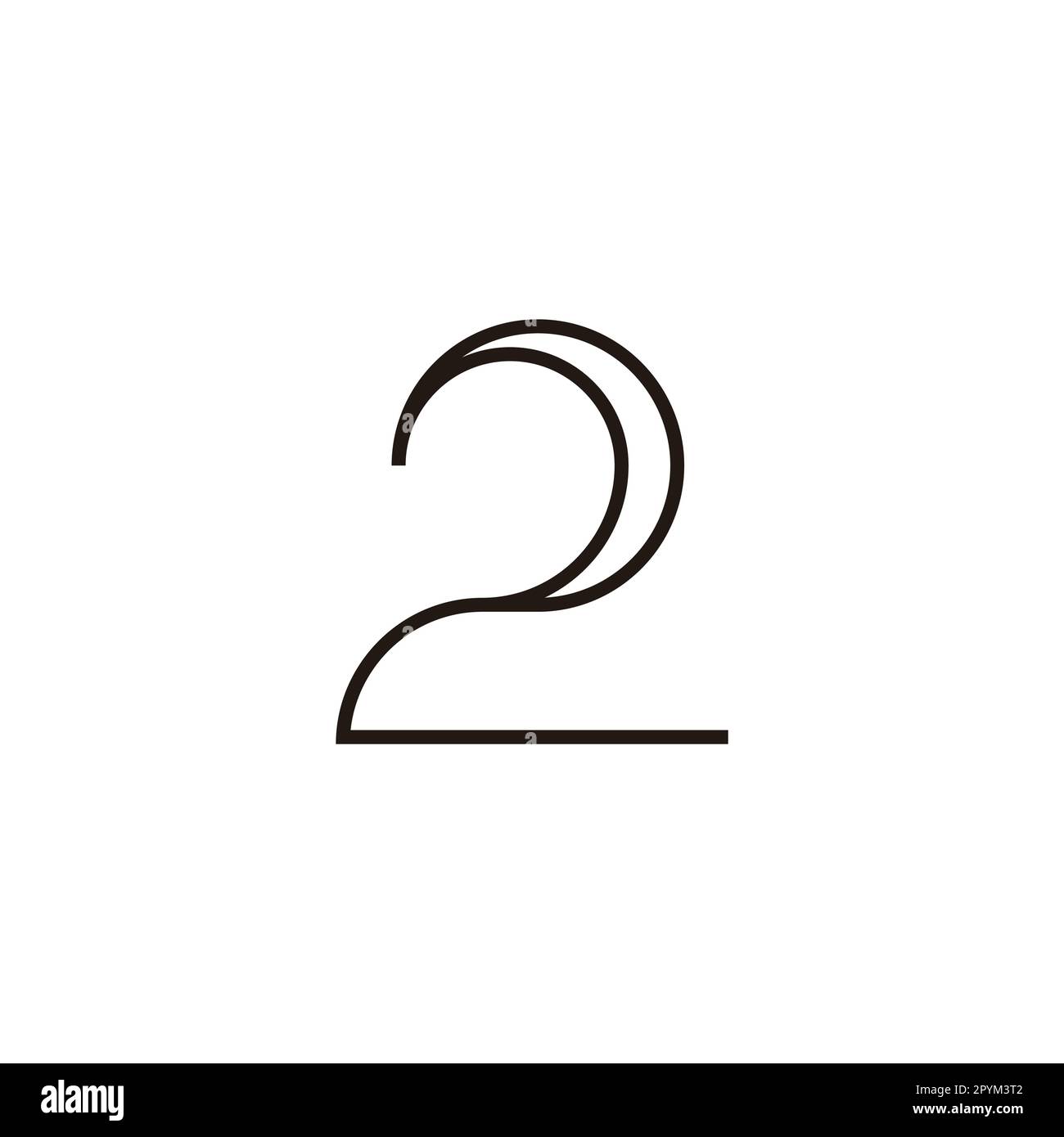 Number 2 crescent moon geometric symbol simple logo vector Stock Vector ...