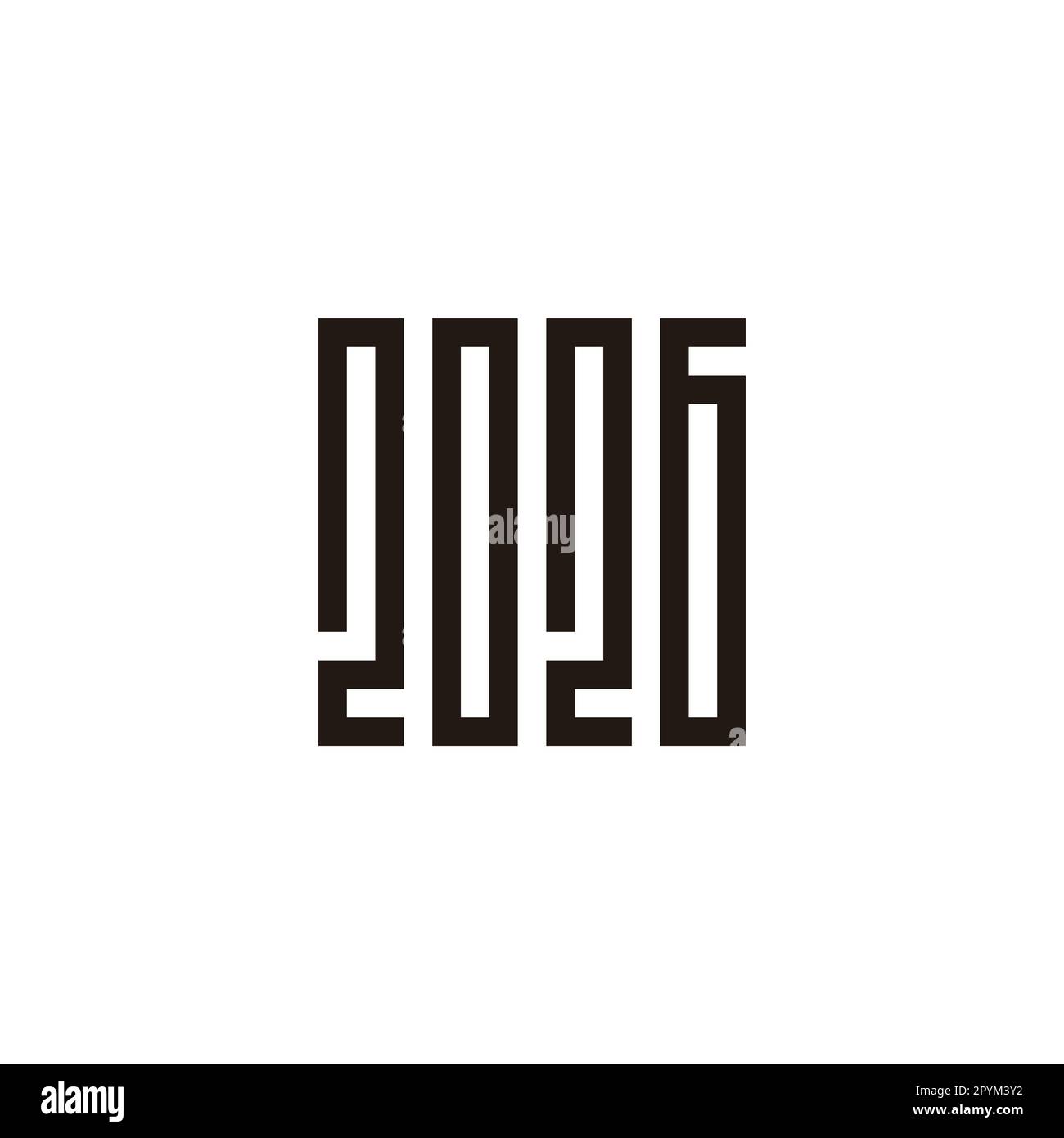 Number 2026, square rectangles geometric symbol simple logo vector ...