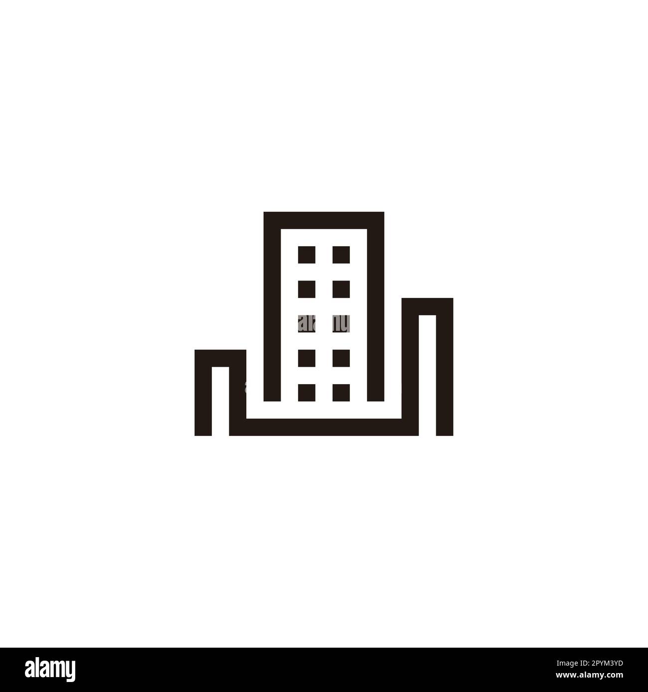 Letter M building, squares geometric symbol simple logo vector Stock ...