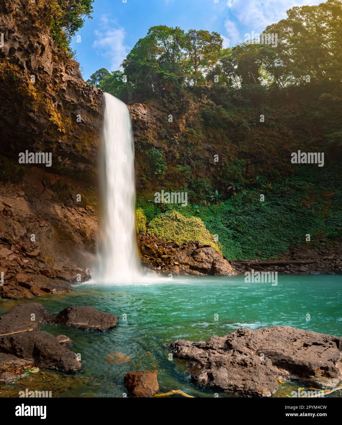 Beautiful E-TU waterfall in Bolaven Plateau. Laos landscape Stock Photo ...
