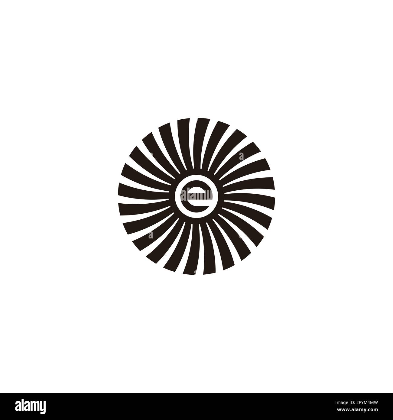 Letter e in sun, circle geometric symbol simple logo vector Stock ...
