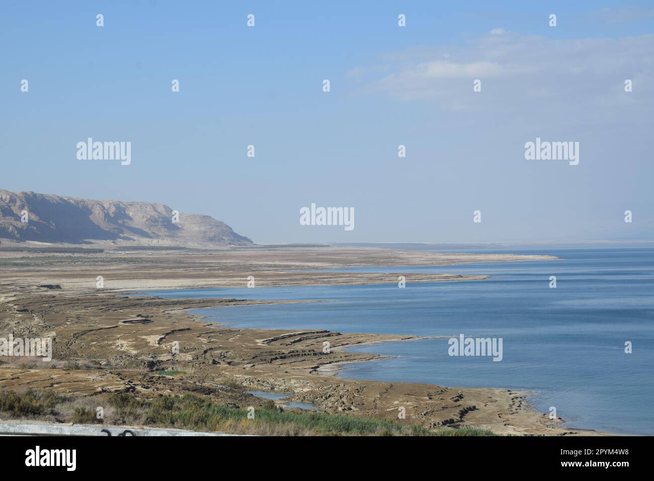 Receding sea level and dried out coastline of the Dead Sea: Driving ...