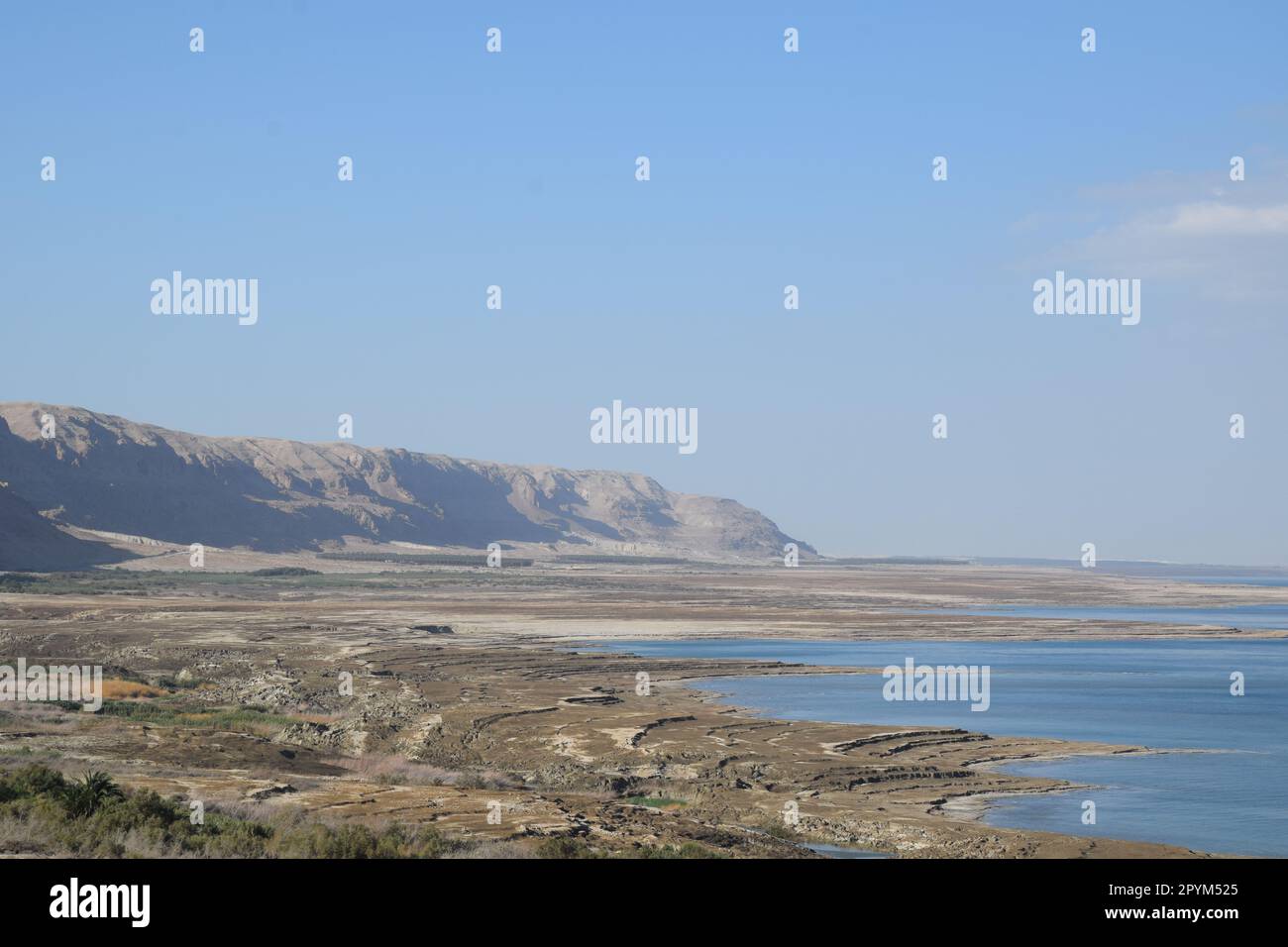 Receding sea level and dried out coastline of the Dead Sea: Driving ...