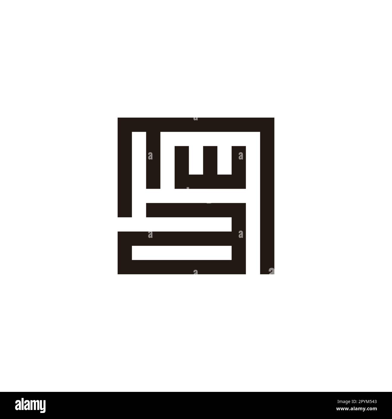 Letter M, w and a square, unique geometric symbol simple logo vector ...