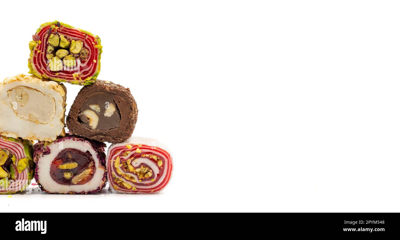 Turkish delight. Assortment of turkish delight with pistachio and ...