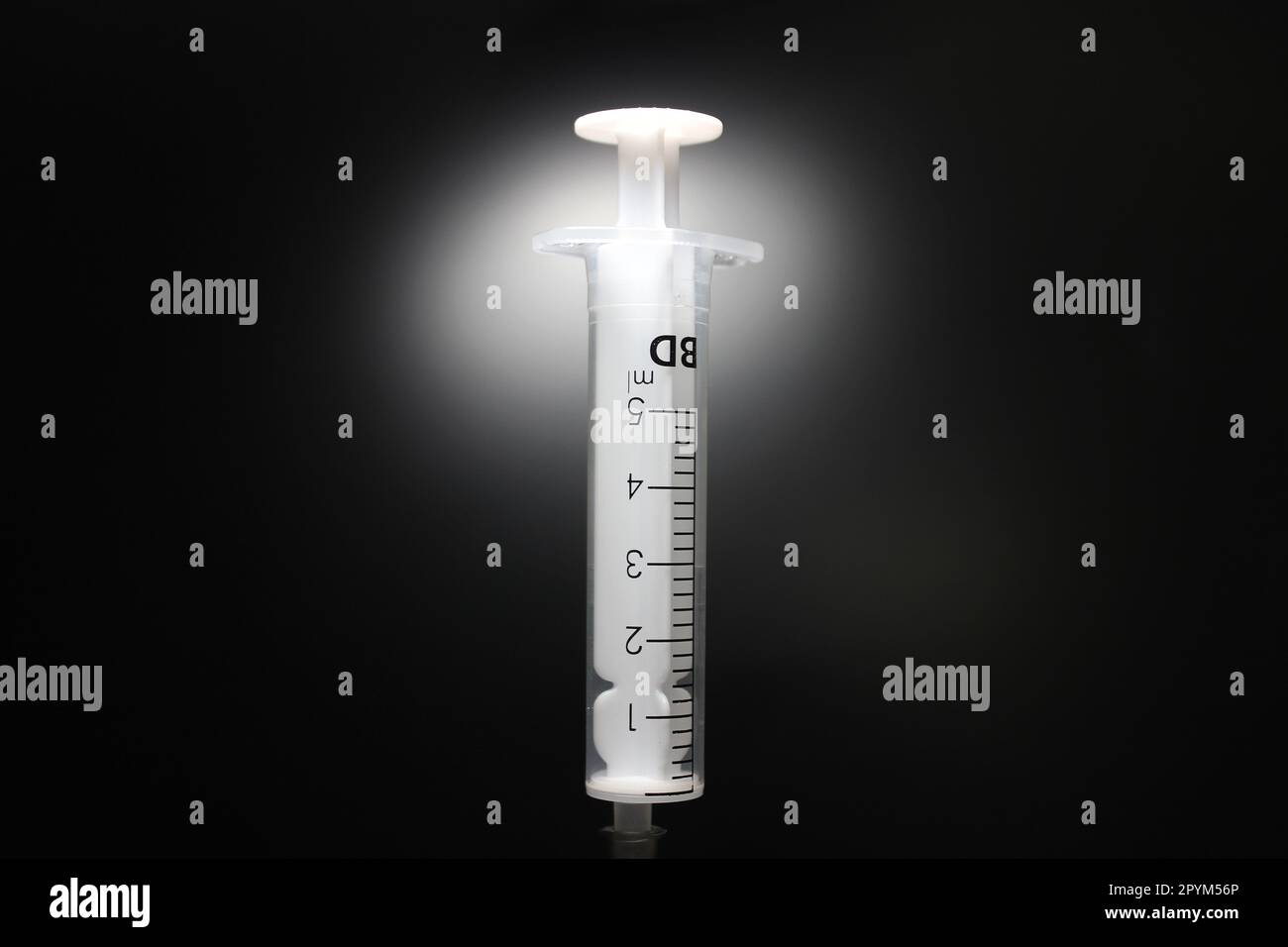 Plastic Syringe Closeup Over Black With Backlight Stock Photo Stock ...