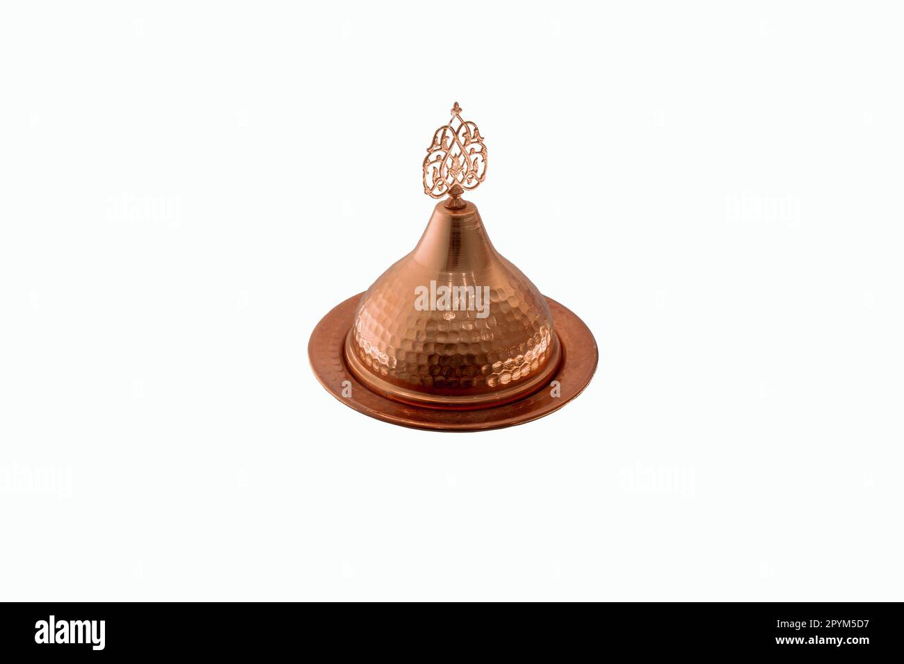 A handmade Turkish copper plate isolated on white background Stock ...