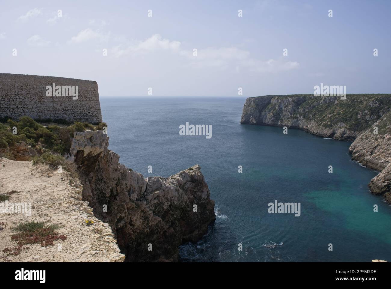 Wonderful landscapes in Portugal. Scenic coastline in Sagres. Fort of ...