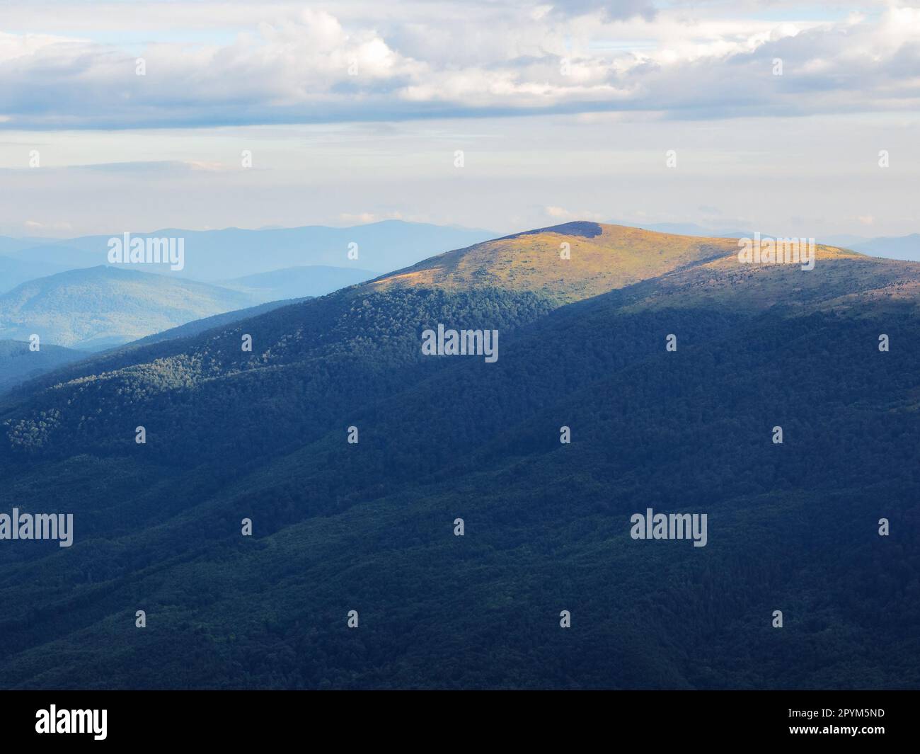 mountainous rolling landscape in summer. nature background in morning ...