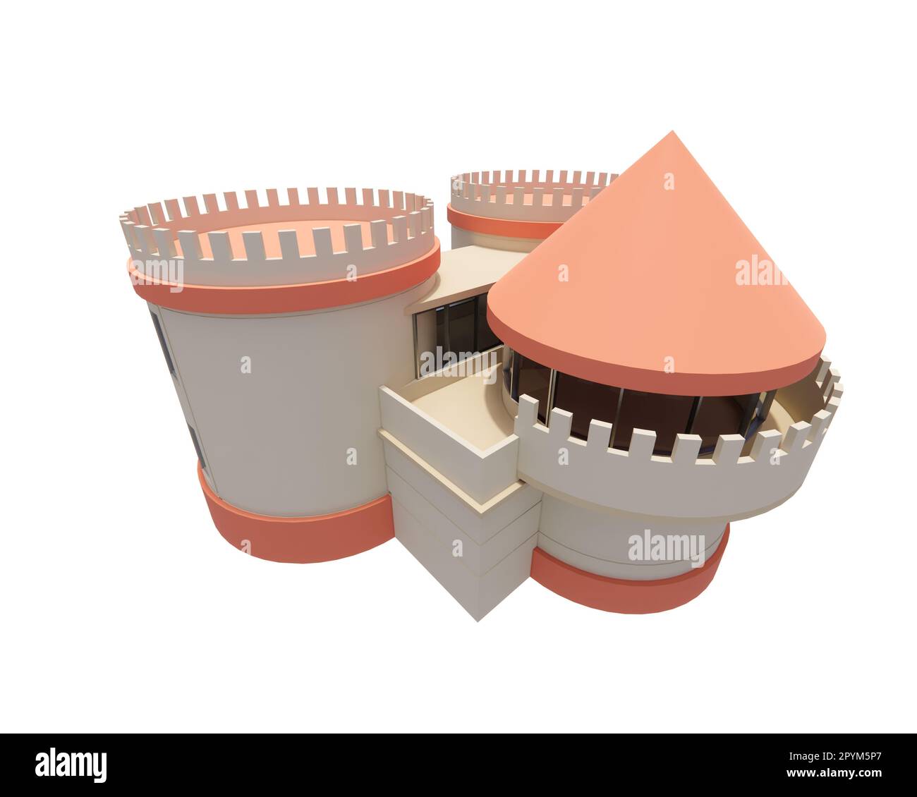 3d rendering model of modern minimalist orange castle architecture ...