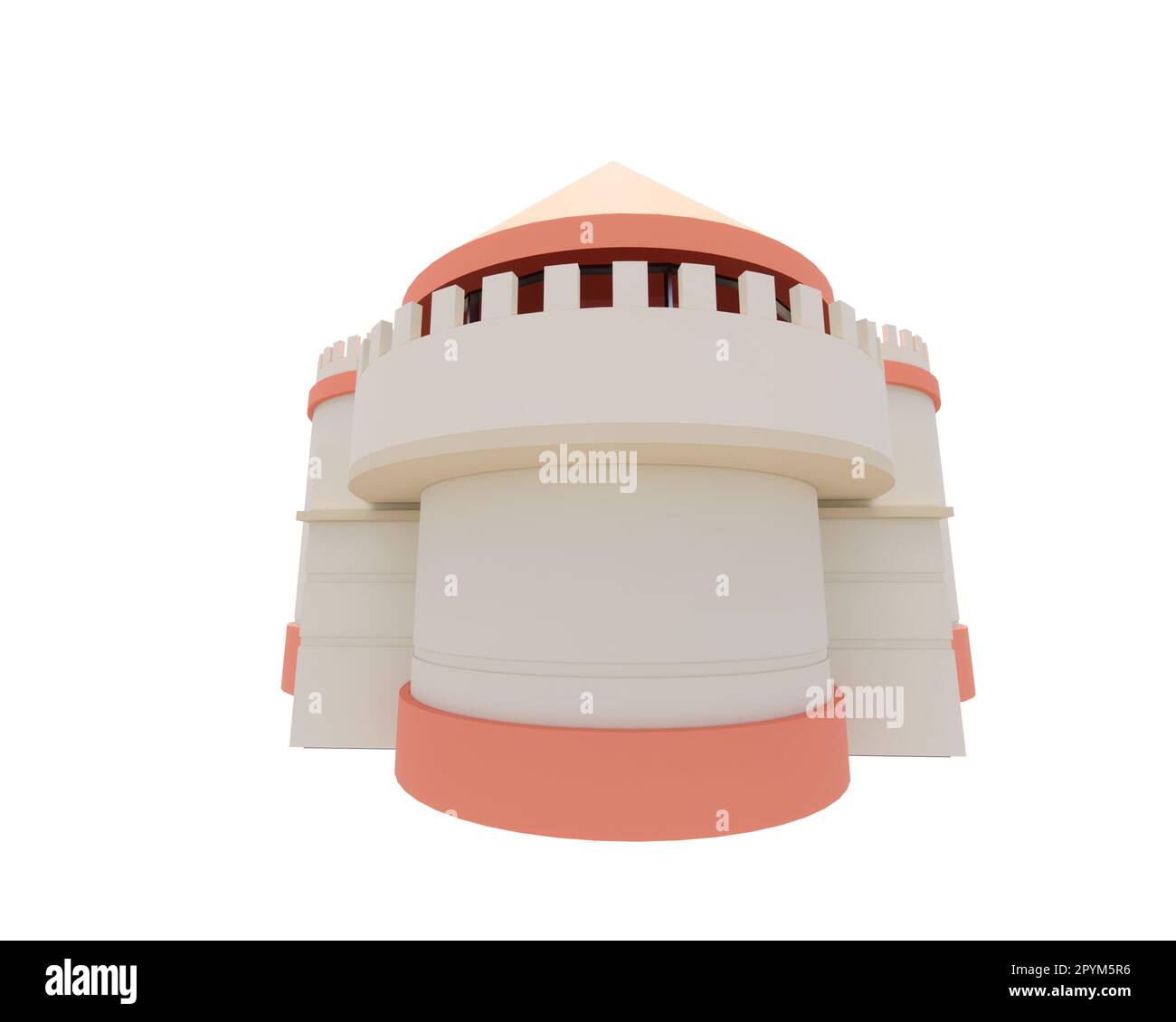 3d rendering model of modern minimalist orange castle architecture ...