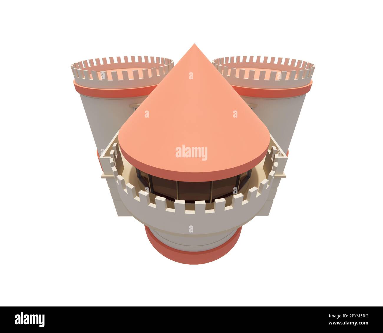 3d rendering model of modern minimalist orange castle architecture ...