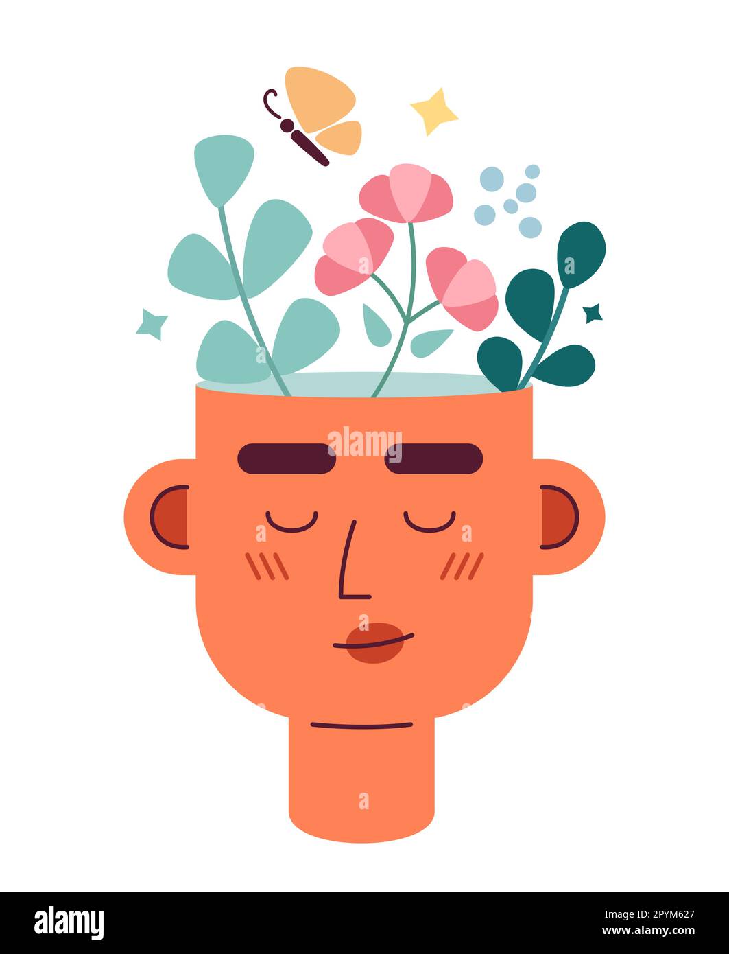 Think happy thoughts flat concept vector spot illustration Stock Vector ...