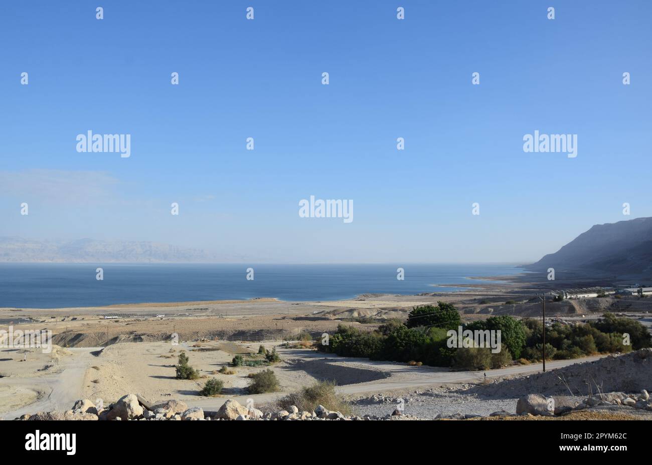 Receding sea level and dried out coastline of the Dead Sea: Driving ...