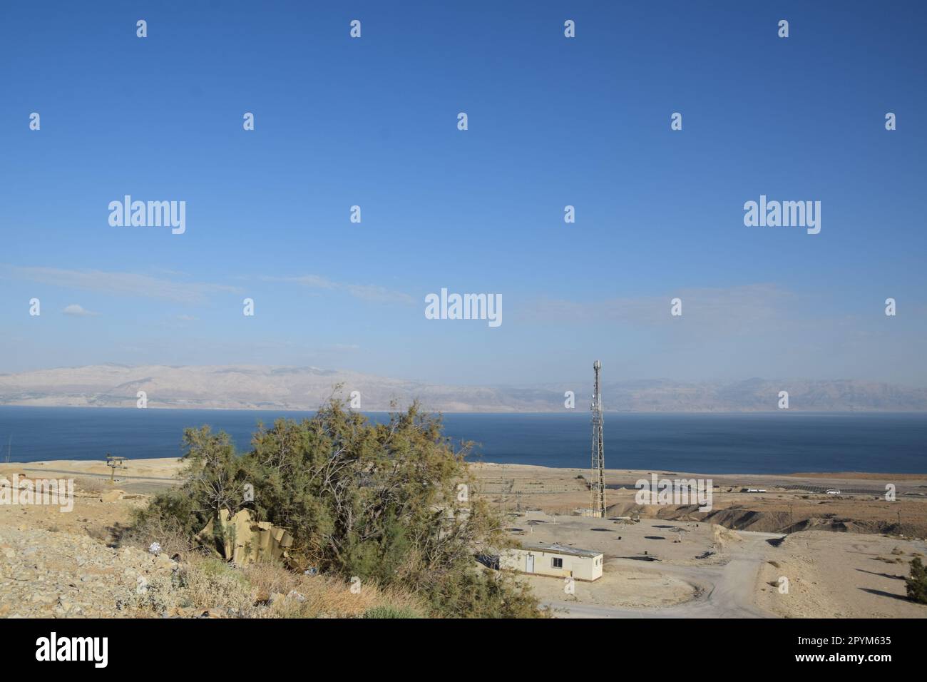 Receding sea level and dried out coastline of the Dead Sea: Driving ...