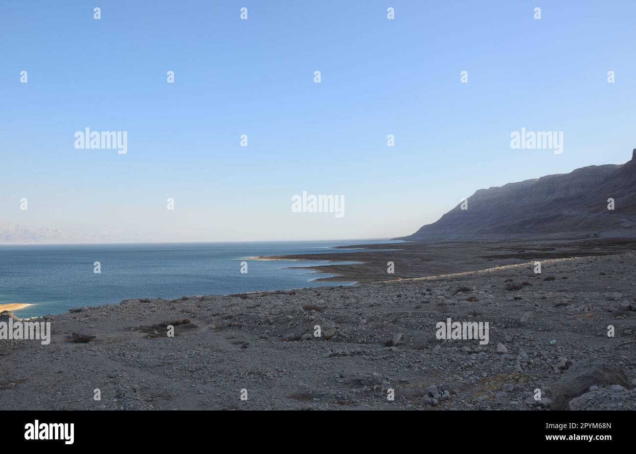 Receding sea level and dried out coastline of the Dead Sea: Driving ...