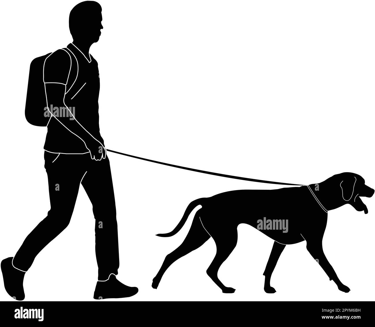 man with backpack walking dog, silhouette - vector artwork Stock Vector ... man with backpack walking dog, silhouette - vector artwork Stock Vector ...