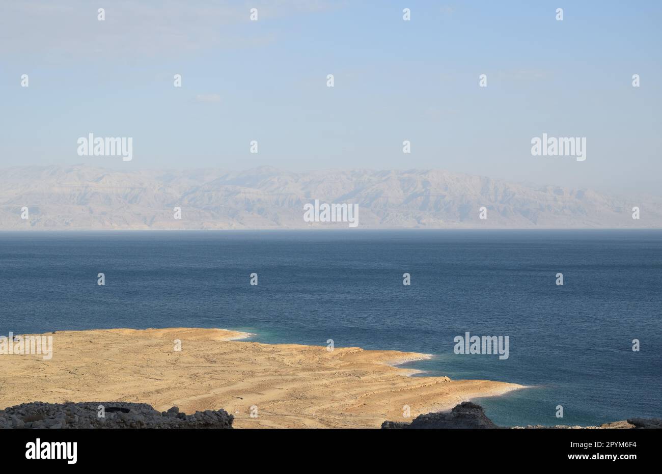 Receding sea level and dried out coastline of the Dead Sea: Driving ...